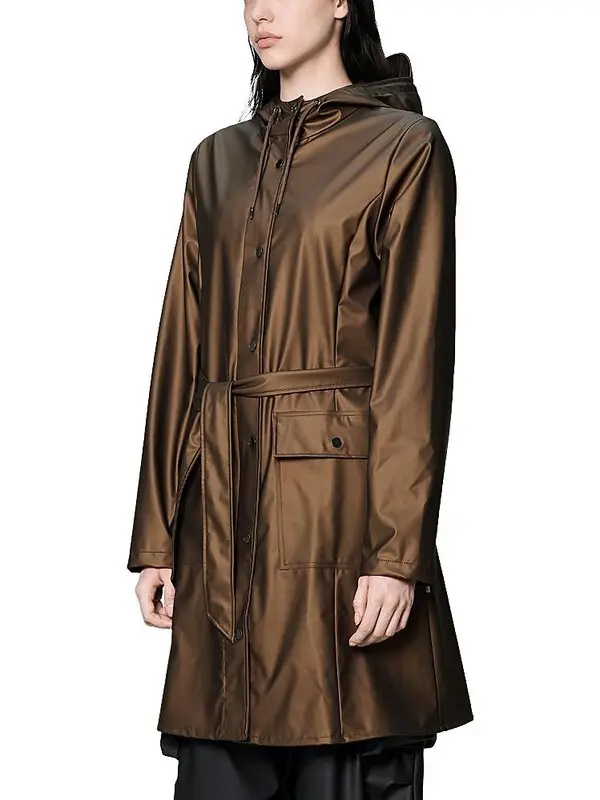Rains Curve Hooded Belted Waterproof Jacket - Comet