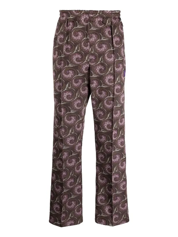 Needles Pintuck Graphic Print Trousers - Brown