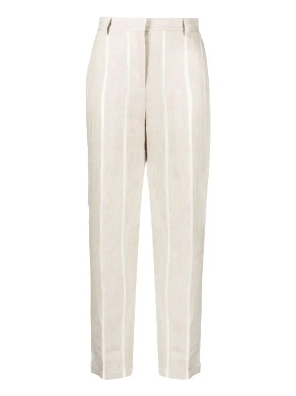 Antonelli Firenze Striped High-waisted Trousers - Neutrals