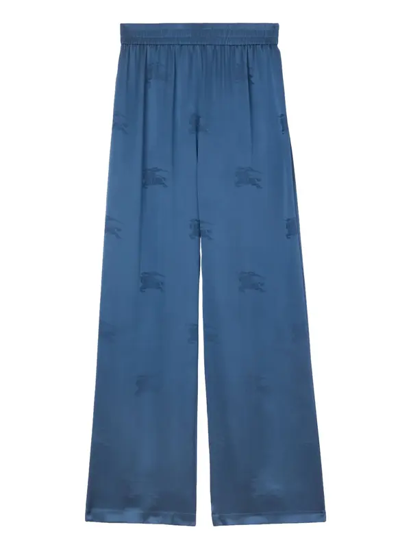Burberry Logo-jacquard Wide-leg Trousers - Blue