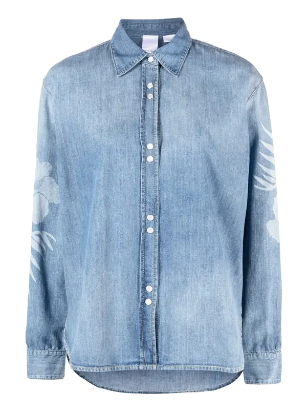 Pinko Gufare Floral-print Denim Shirt - Blue