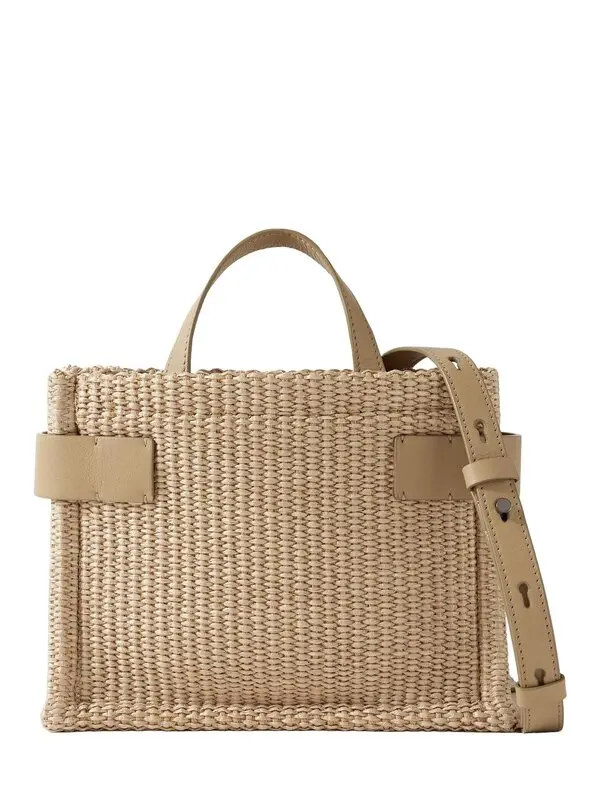 Brunello Cucinelli Leather-trimmed Raffia Shoulder Bag - Neutrals