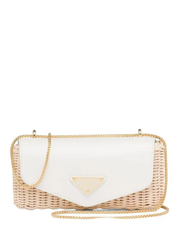 Prada Wicker And Leather Mini Bag - Neutral