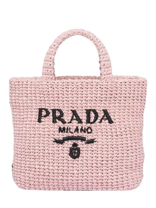 Prada Small Crochet Tote - Alabaster Pink