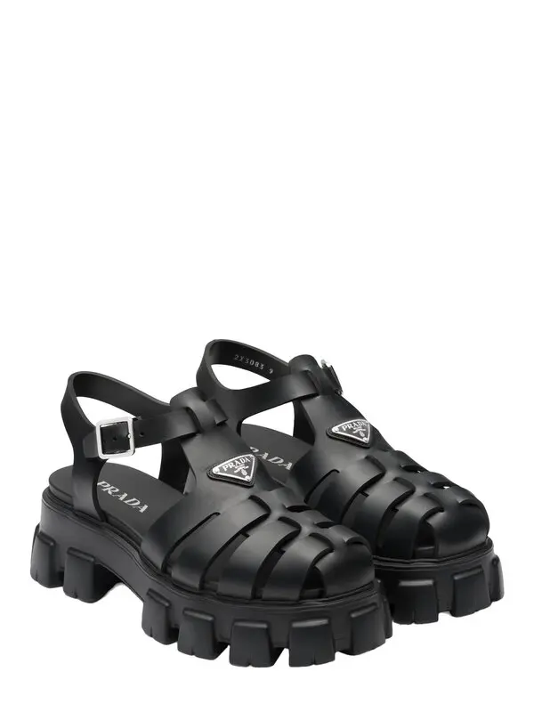 Prada Monolith Rubber Sandals - Black