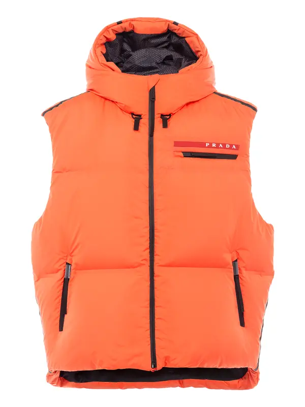 Prada Technical Re-nylon Down Vest - Orange