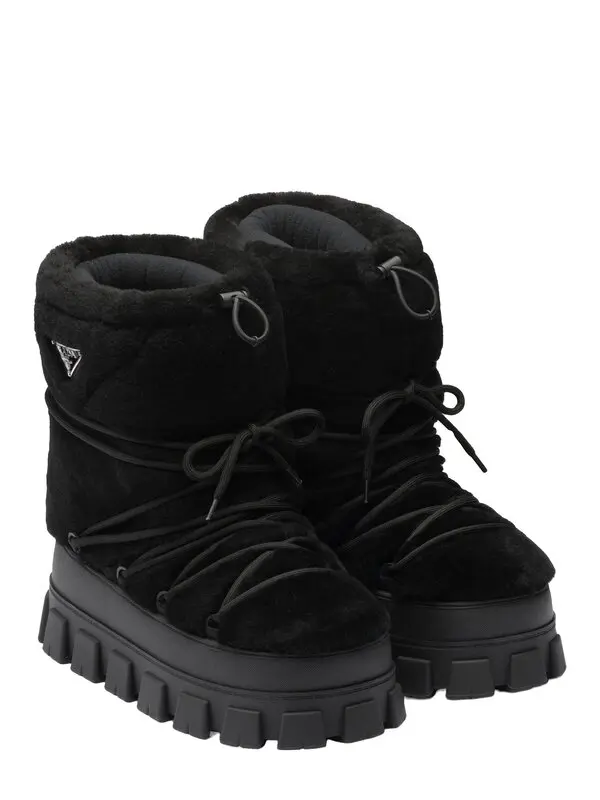 Prada Shearling Après Ski Booties - Black