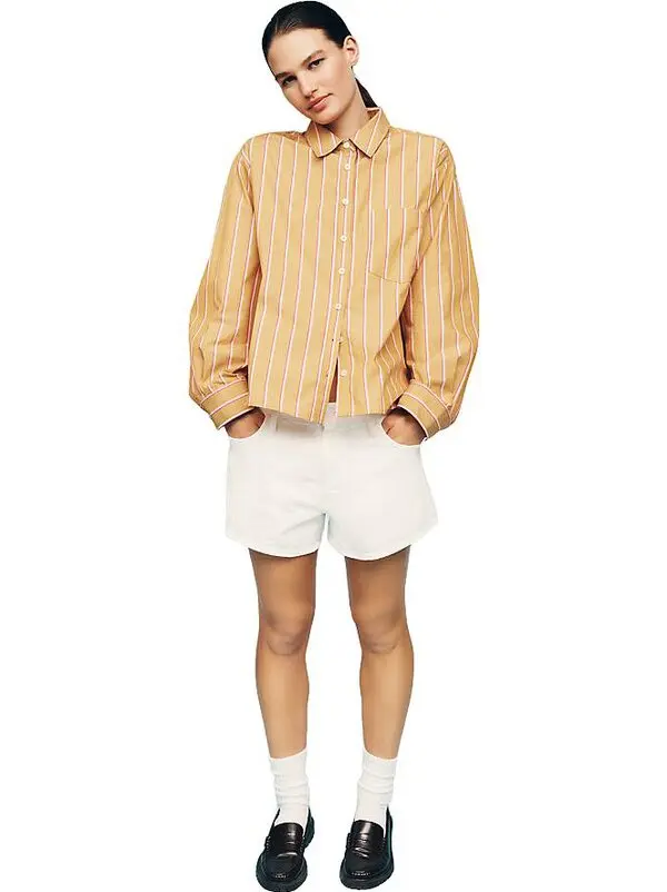 AGOLDE Parker Long Denim Shorts - Marshmallow