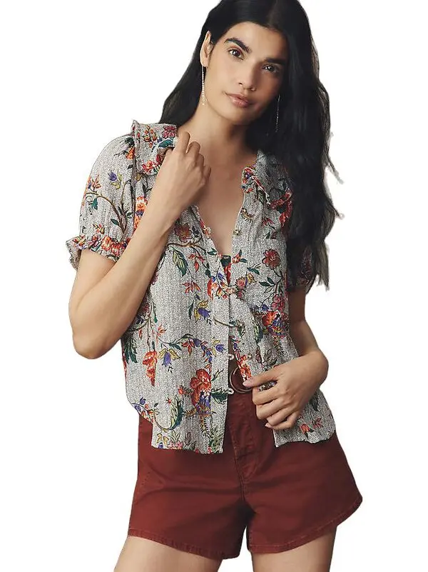 PILCRO The Keira Blouse - Red Floral