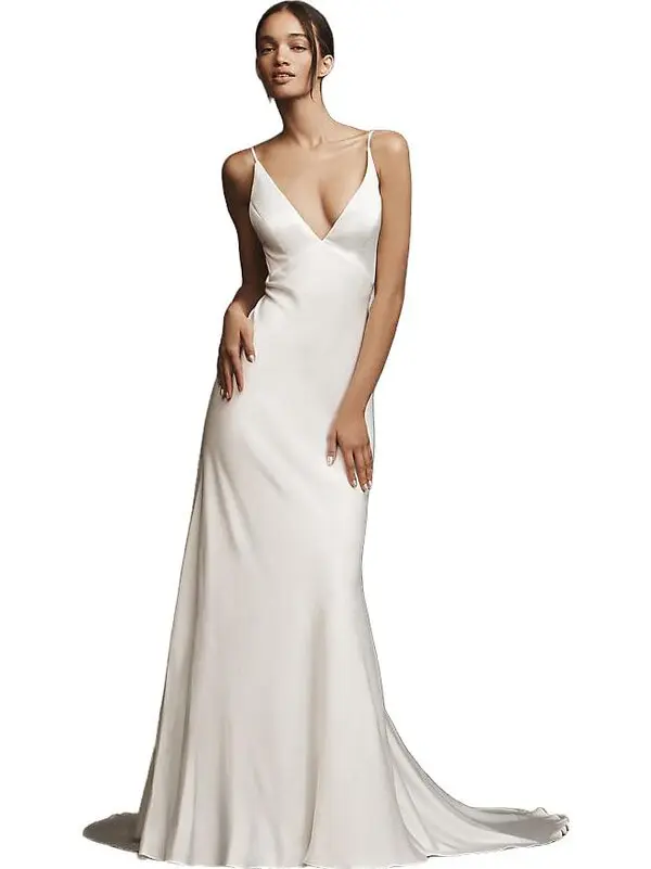 Jenny Yoo Marnie Bias-cut Satin Wedding Gown - Ivory