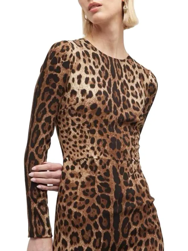 Dolce & Gabbana Leopard-print Midi Dress - Lightbrown