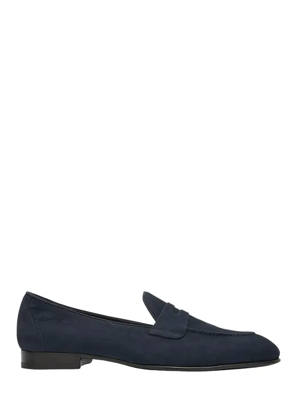 Brioni Leather Penny Loafers - Navy