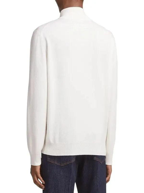 Zegna Apos;s Oasi Cashmere Zip Mock Neck Sweater - White