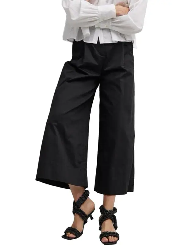 Merlette Sargent Embroidered Wide-leg Pants - Black