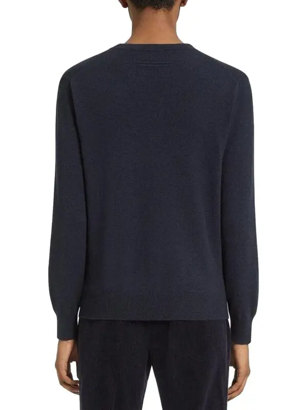 Zegna Cashmere Crewneck Sweater - Navy Solid