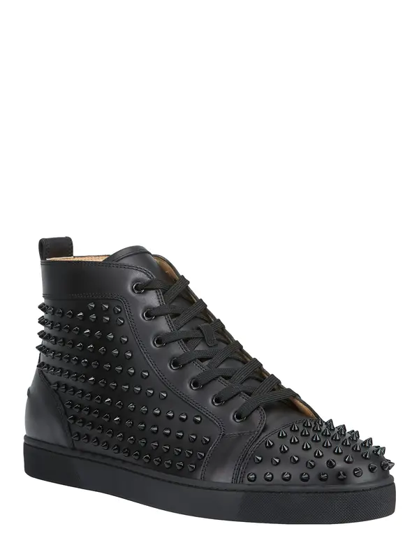 CHRISTIAN LOUBOUTIN Louis Leather High-top Sneakers - Black