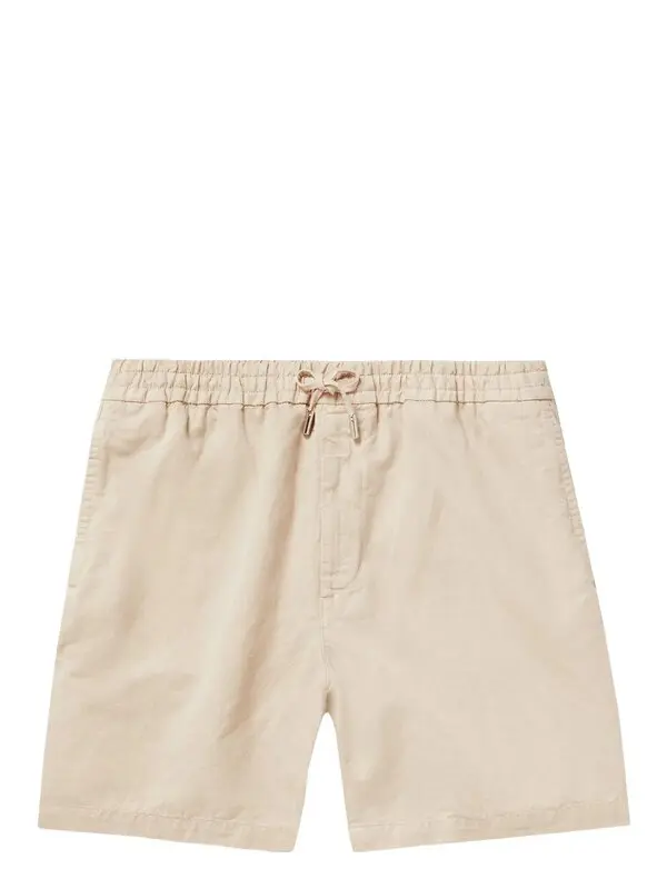 Mr P. Straight-leg Cotton And Linen-blend Drawstring Shorts - Neutrals