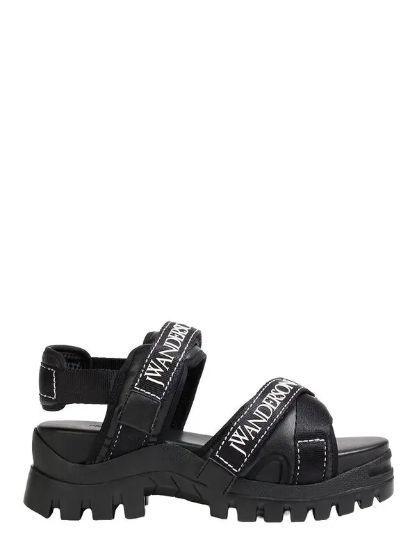 JW Anderson Monogram-trimmed Padded Leather Slingback Sandals - Black