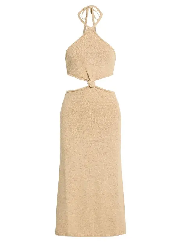 Cult Gaia Cameron Cutout Cotton-blend Midi Dress - Sand
