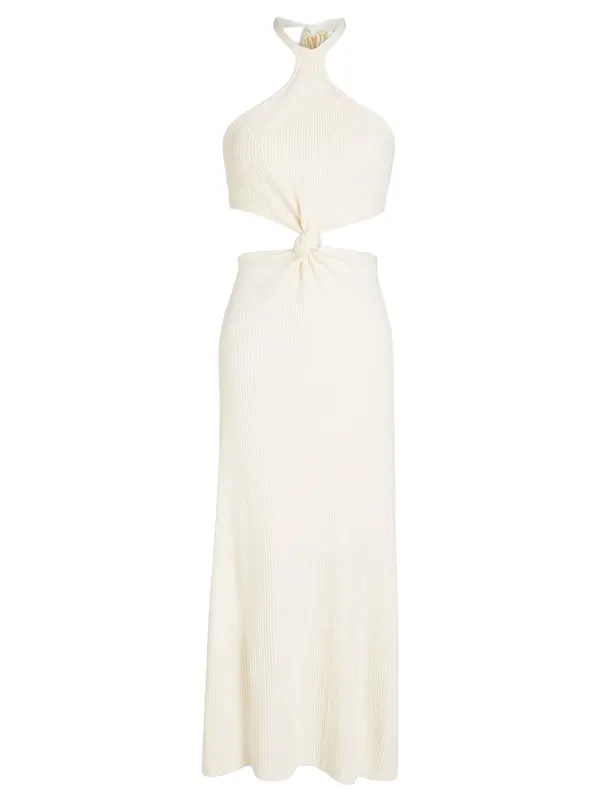 Cult Gaia Cameron Cutout Ribbed-knit Halterneck Midi Dress - Ivory