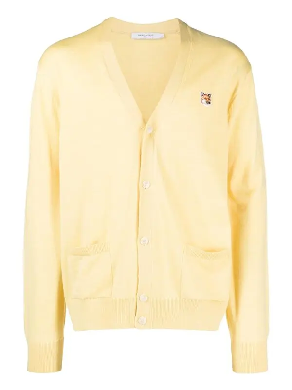 Maison Kitsuné Fox Head Patch Cardigan - Yellow