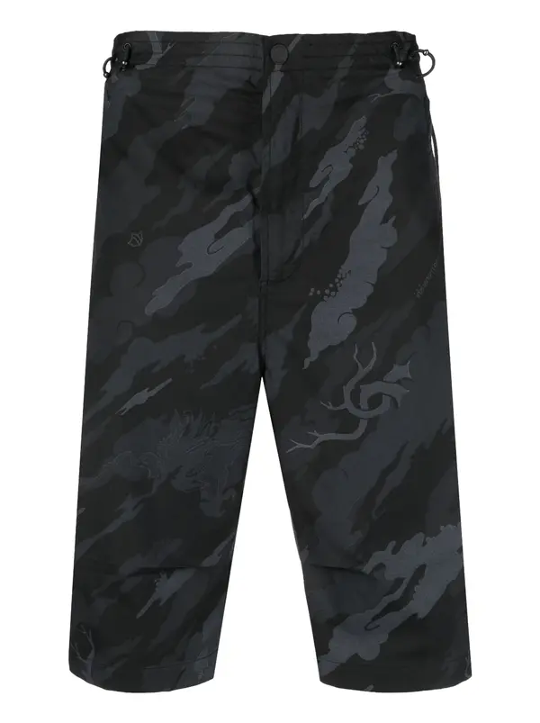 MAHARISHI Camouflage-print Wide Leg Shorts - Black