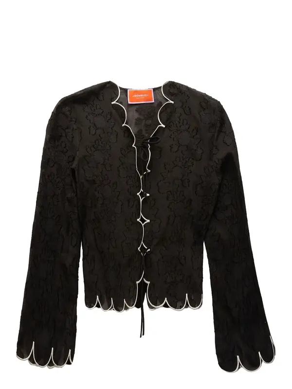 La DoubleJ Embroidered Crop Jacket - Black