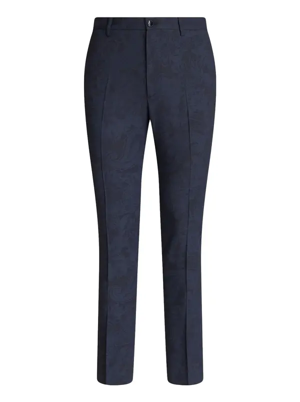 Etro Patterned Jacquard Trousers - Blue