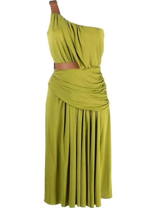 Alberta Ferretti One-shoulder Draped Midi Dress - Green