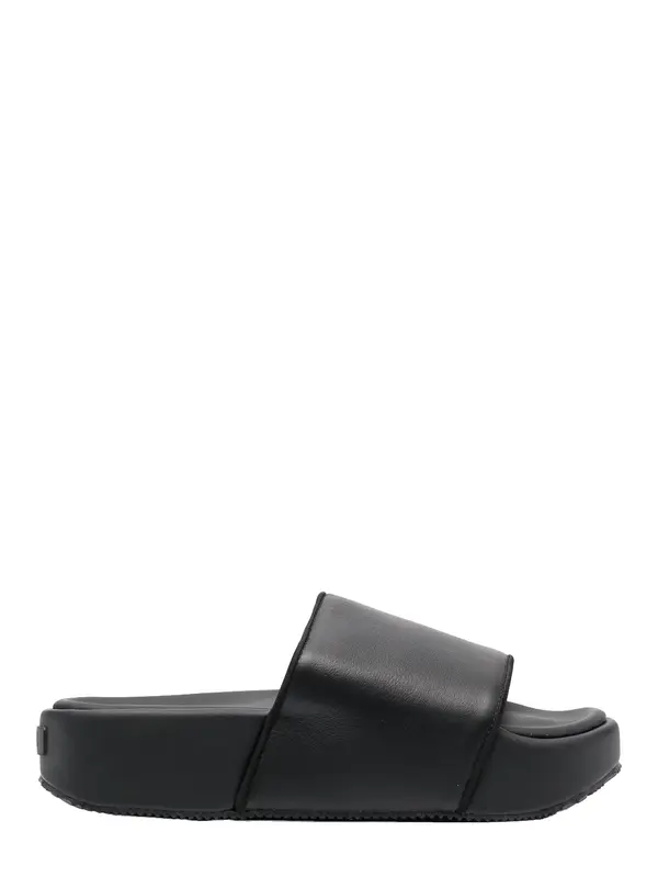 Y3 Leather Slides - Black