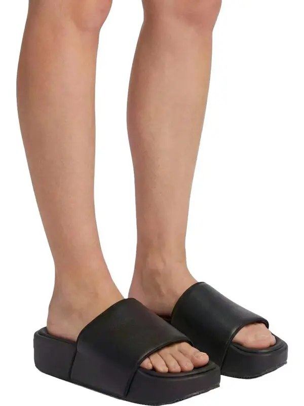 Y3 Leather Slides - Black