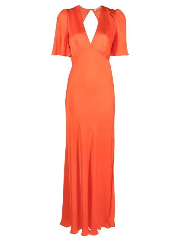 TWINSET Gathered Detail Draped Dress - Orange