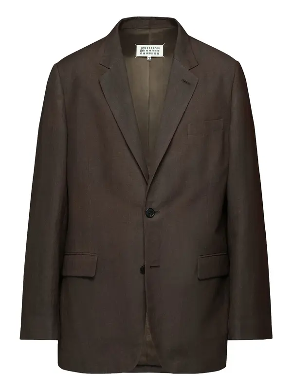 MAISON MARGIELA Single-breasted Wool-linen Blazer - Brown
