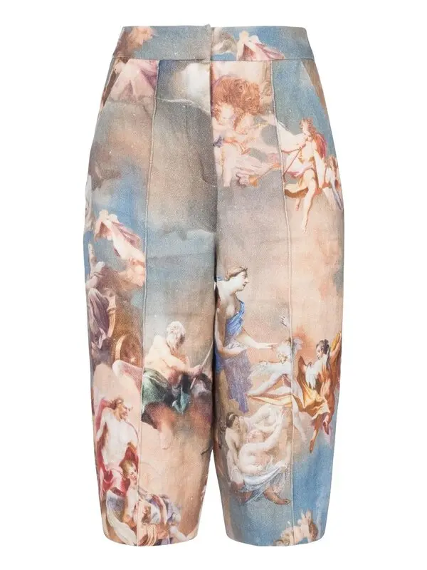 Balmain High-waisted Sky-print Shorts - Multicolour