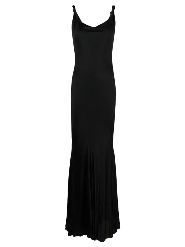 Blumarine Knot-detail Satin Gown - Black