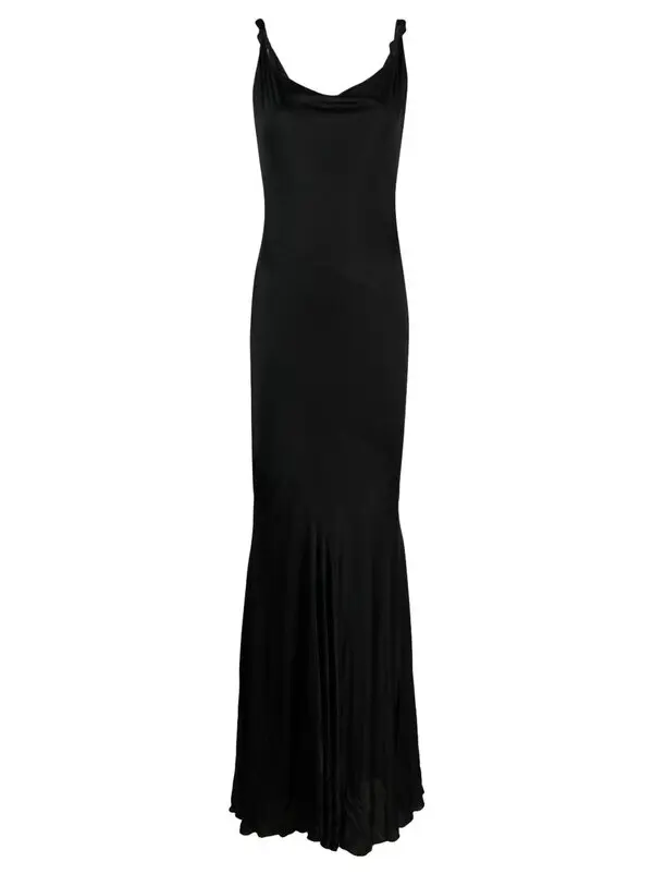 Blumarine Knot-detail Satin Gown - Black