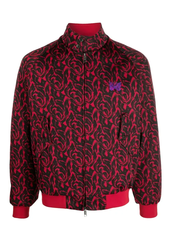 BARACUTA Graphic-pattern Jacket - Red