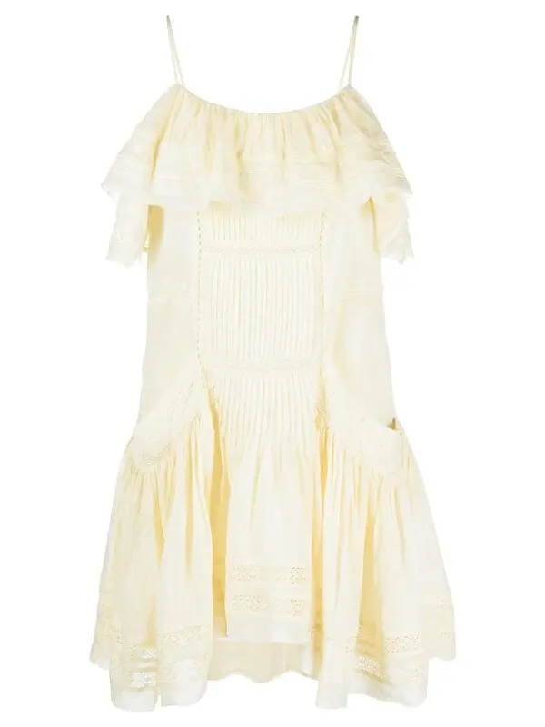 MARANT ETOILE Sleeveless Dress With Ruffle Detailing - Yellow