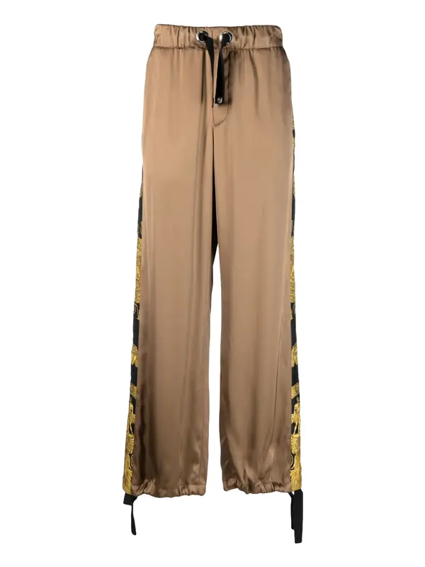 Versace Barocco-print Wide-leg Trousers - Brown