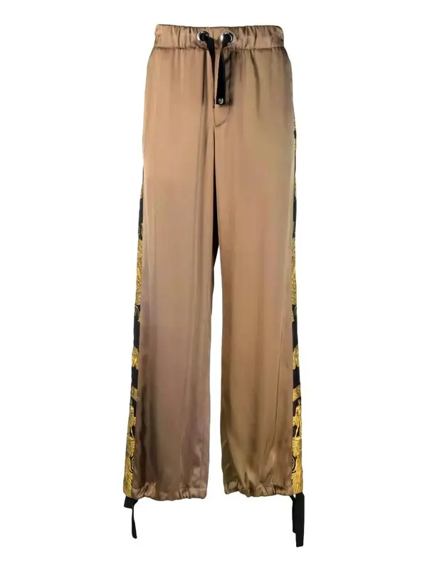 Versace Barocco-print Wide-leg Trousers - Neutrals