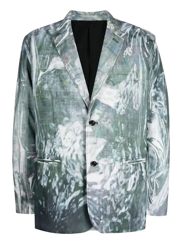 DOUBLET Abstract-print Single-breasted Blazer - Green