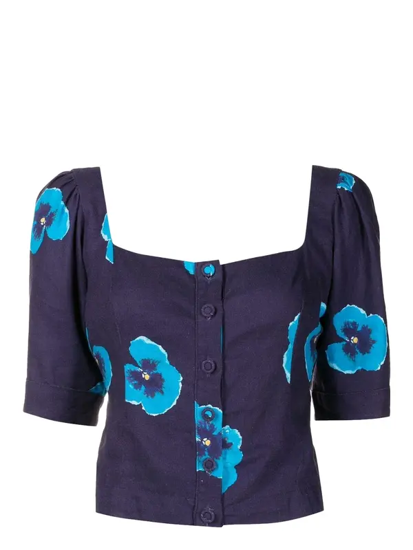 Isolda Floral-print Blouse - Blue