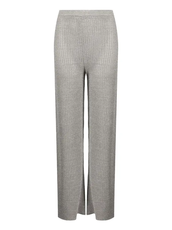 Solid & Striped High-waisted Pointelle-knit Pants - Silver