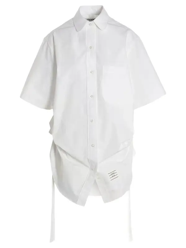 Thom Browne Heavy Poplin Gathered Shirt Dress - White