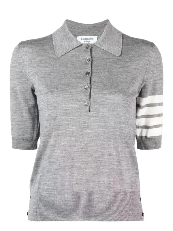 Thom Browne 4-bar Short-sleeve Polo Shirt - Grey