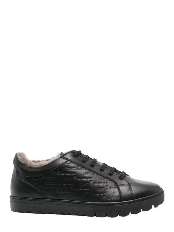 Kiton Logo-debossed Leather Sneakers - Black