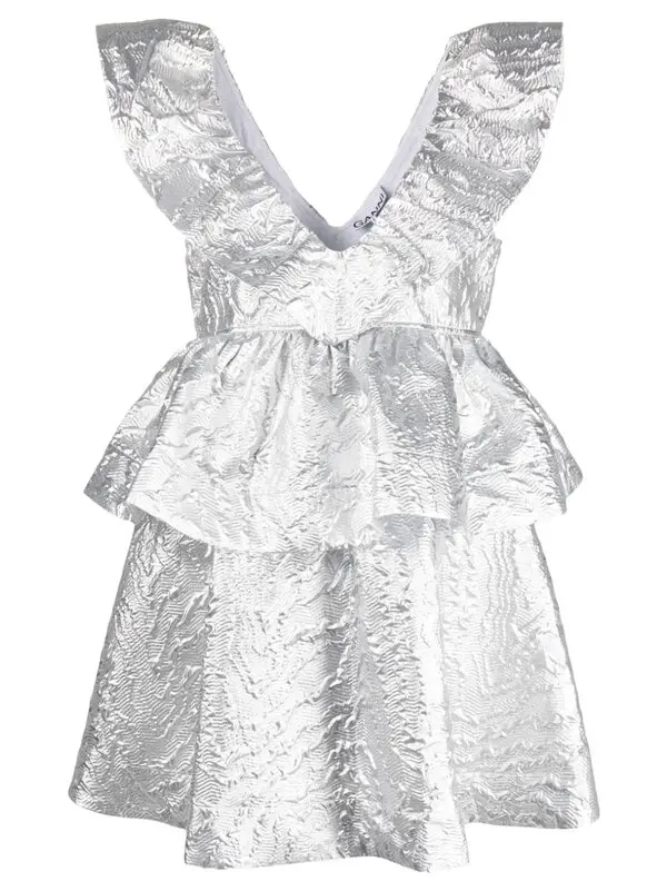 GANNI Jacquard Metallic Dress - Silver