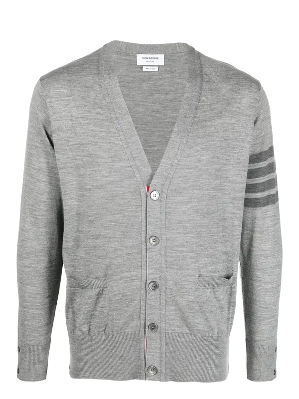 Thom Browne 4-bar V-neck Cardigan - Grey