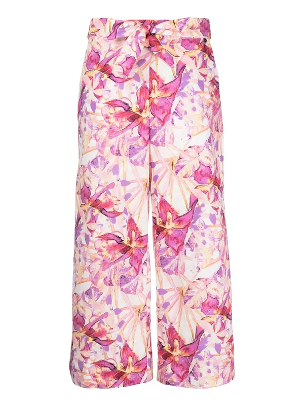 Liu Jo Floral-print Cropped Trousers - Purple