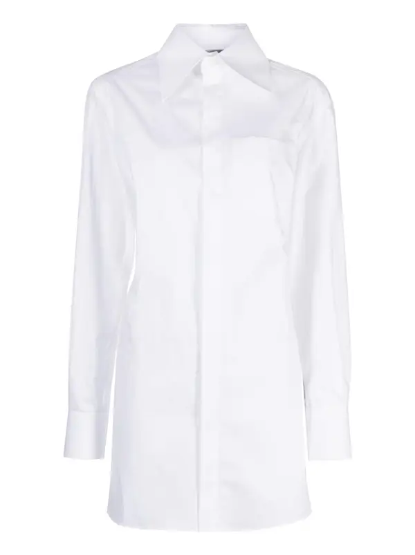 WOERA Lace-up Poplin Shirt - White